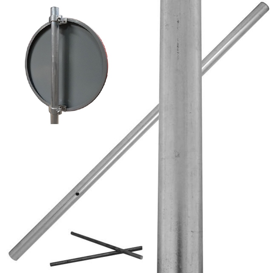 Verkeersbord buispaal met kruis grondanker diameter 48 mm - 150 cm